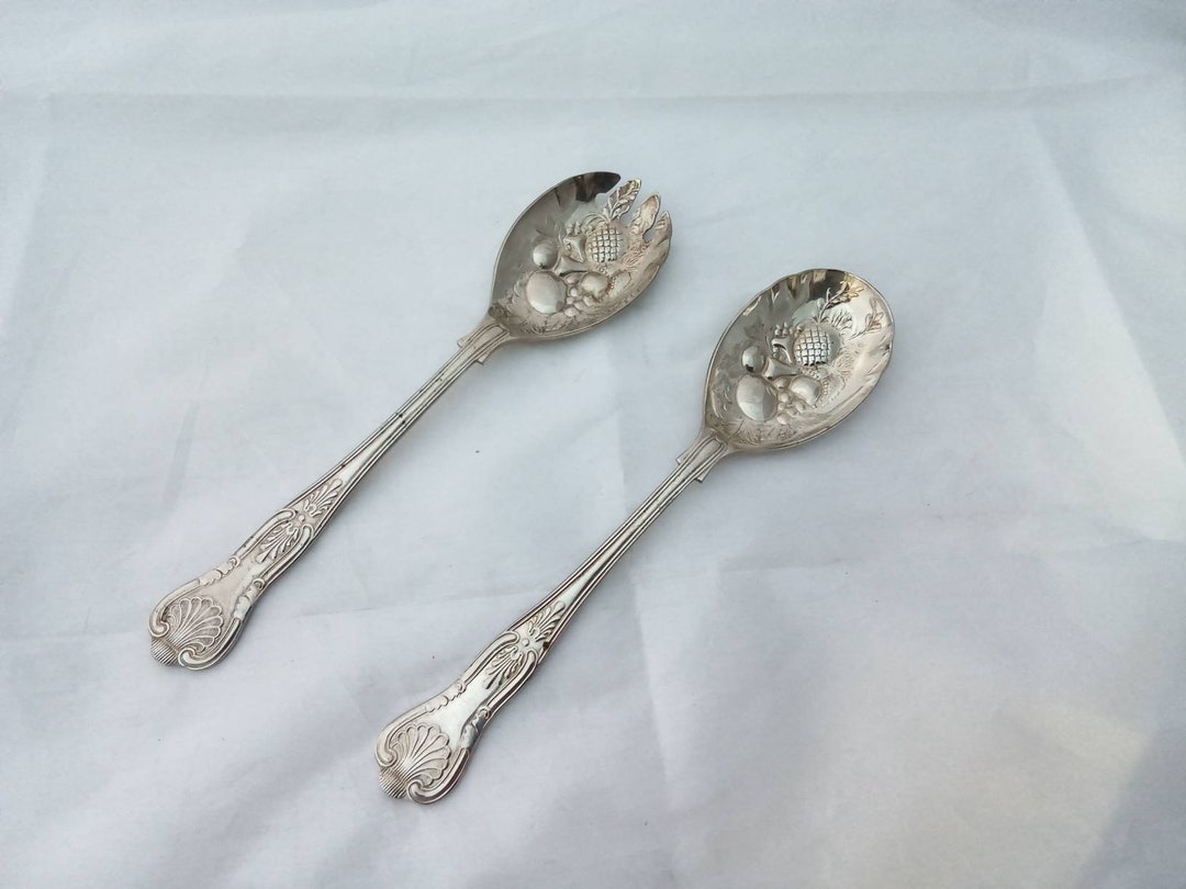 Vintage Kings Pattern Silver Plated Salad Serving Spoons. - Etsy