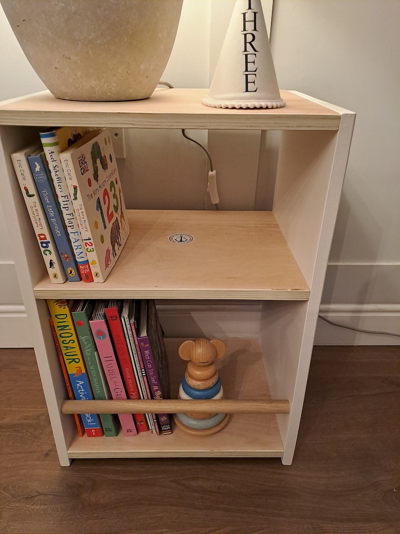 Nursery Bookshelf Table | Bedside Lamp Stand, Toy Storage - Etsy