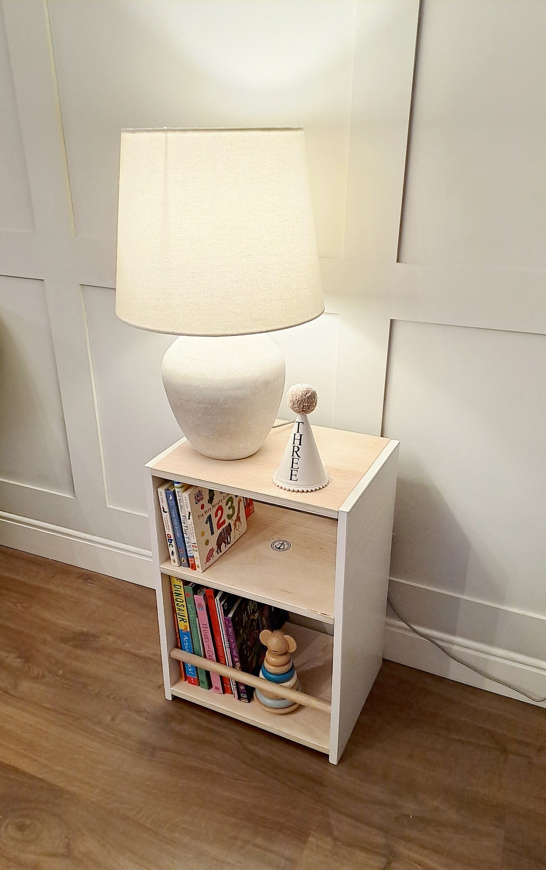 Nursery Bookshelf Table | Bedside Lamp Stand, Toy Storage - Etsy