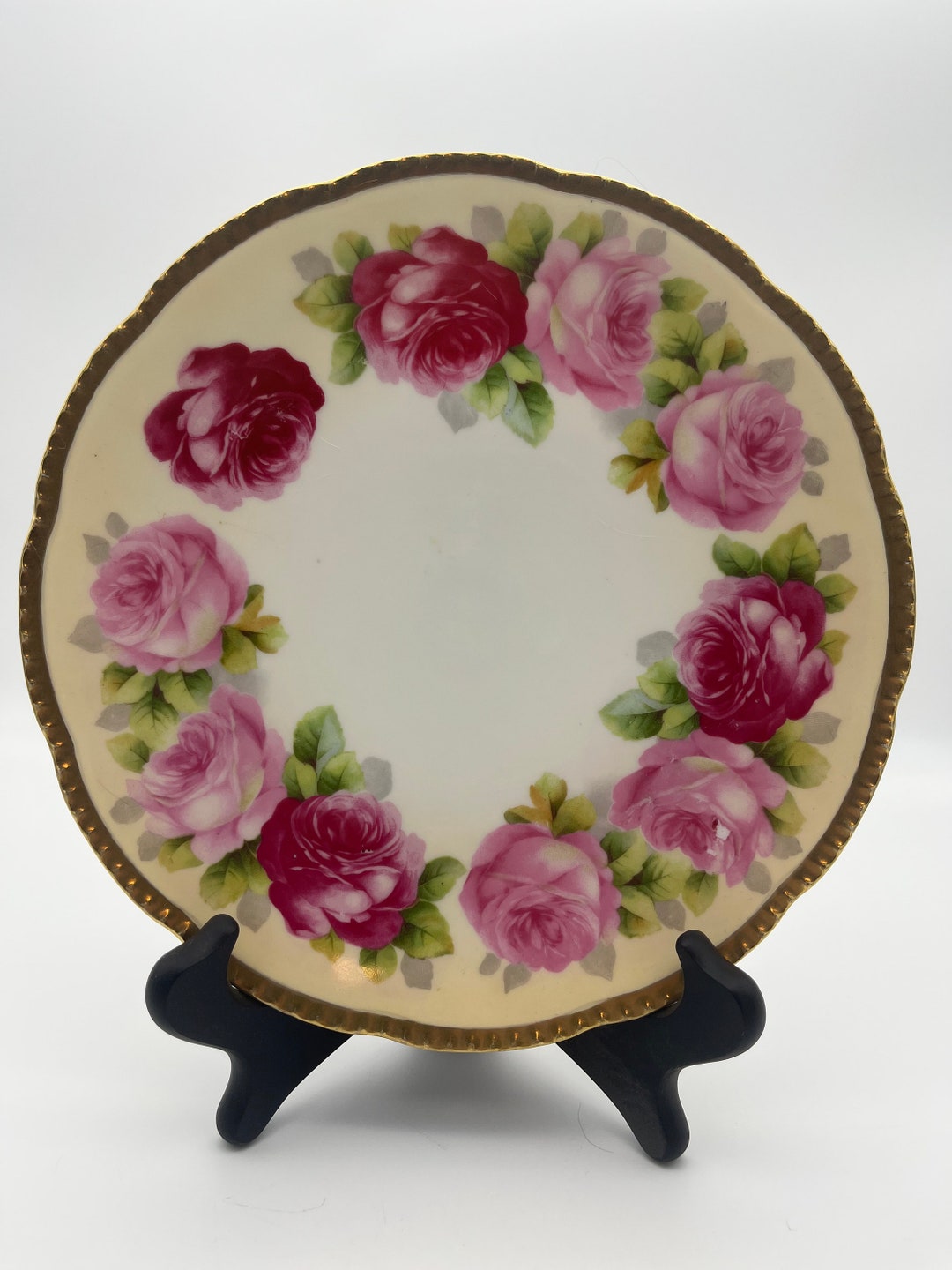 Antique Original Prussia Pink Rose Plate - Etsy