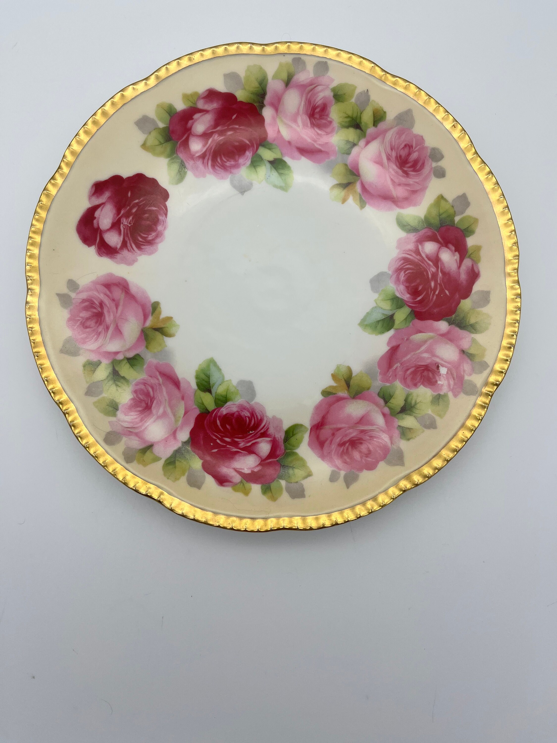 Antique Original Prussia Pink Rose Plate - Etsy