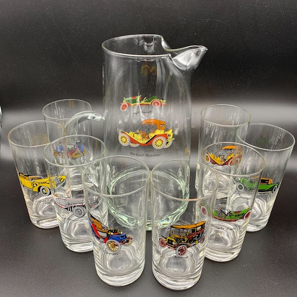 Antique Pitcher and Glasses - Etsy