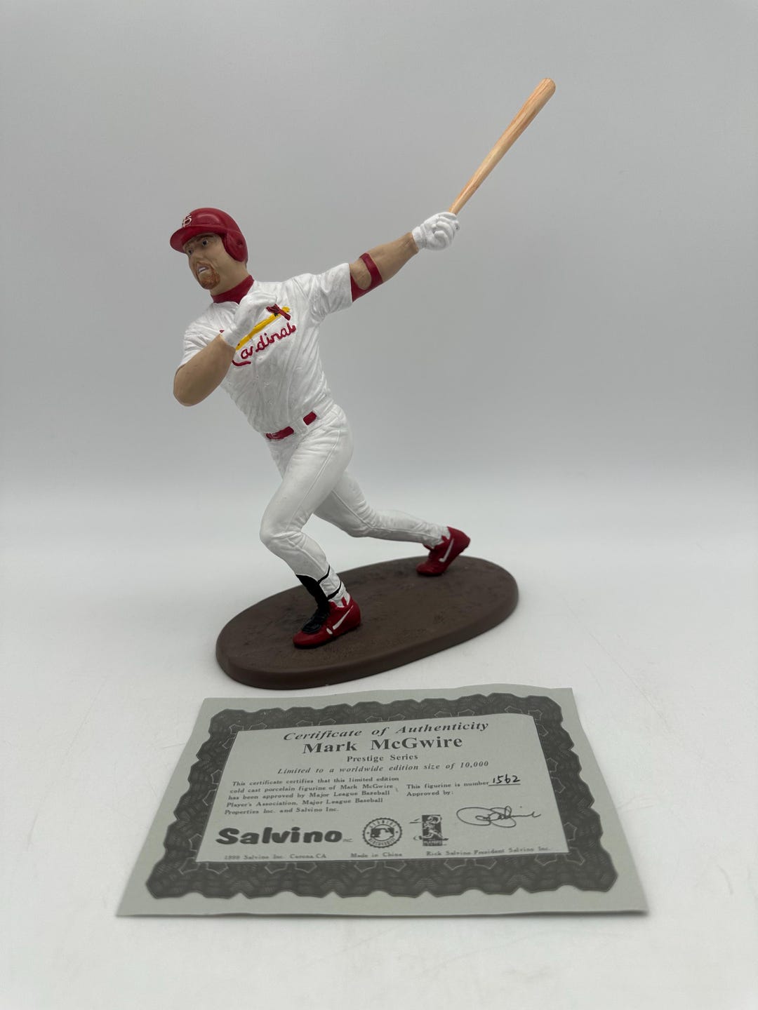 1999 Salvino Mark Mcgwire 6.5" Figurine in Original Box W/COA #1562/ ...