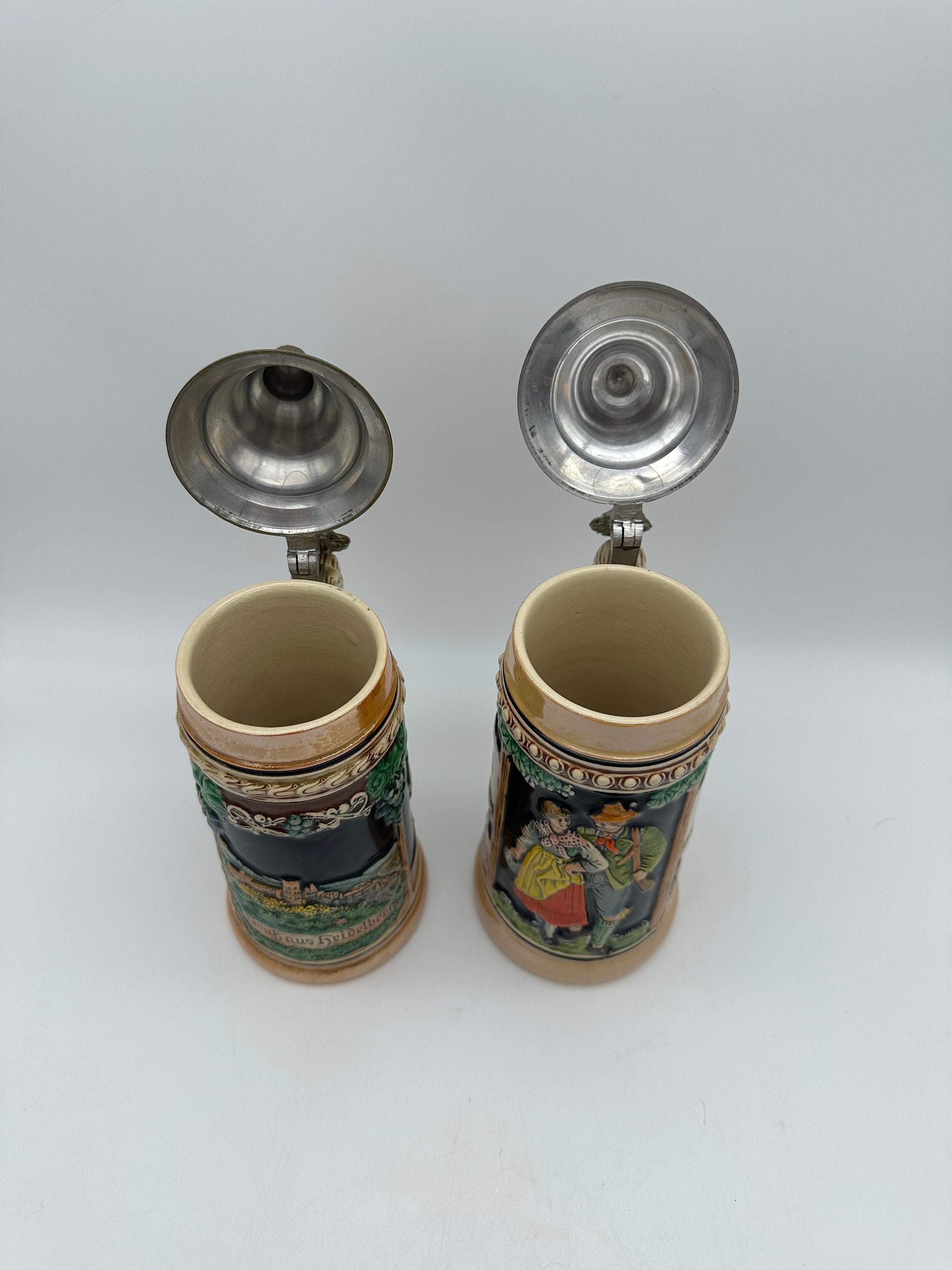 Set of 2 Vintage 1/2 Liter German Lidded 9 Steins - Etsy