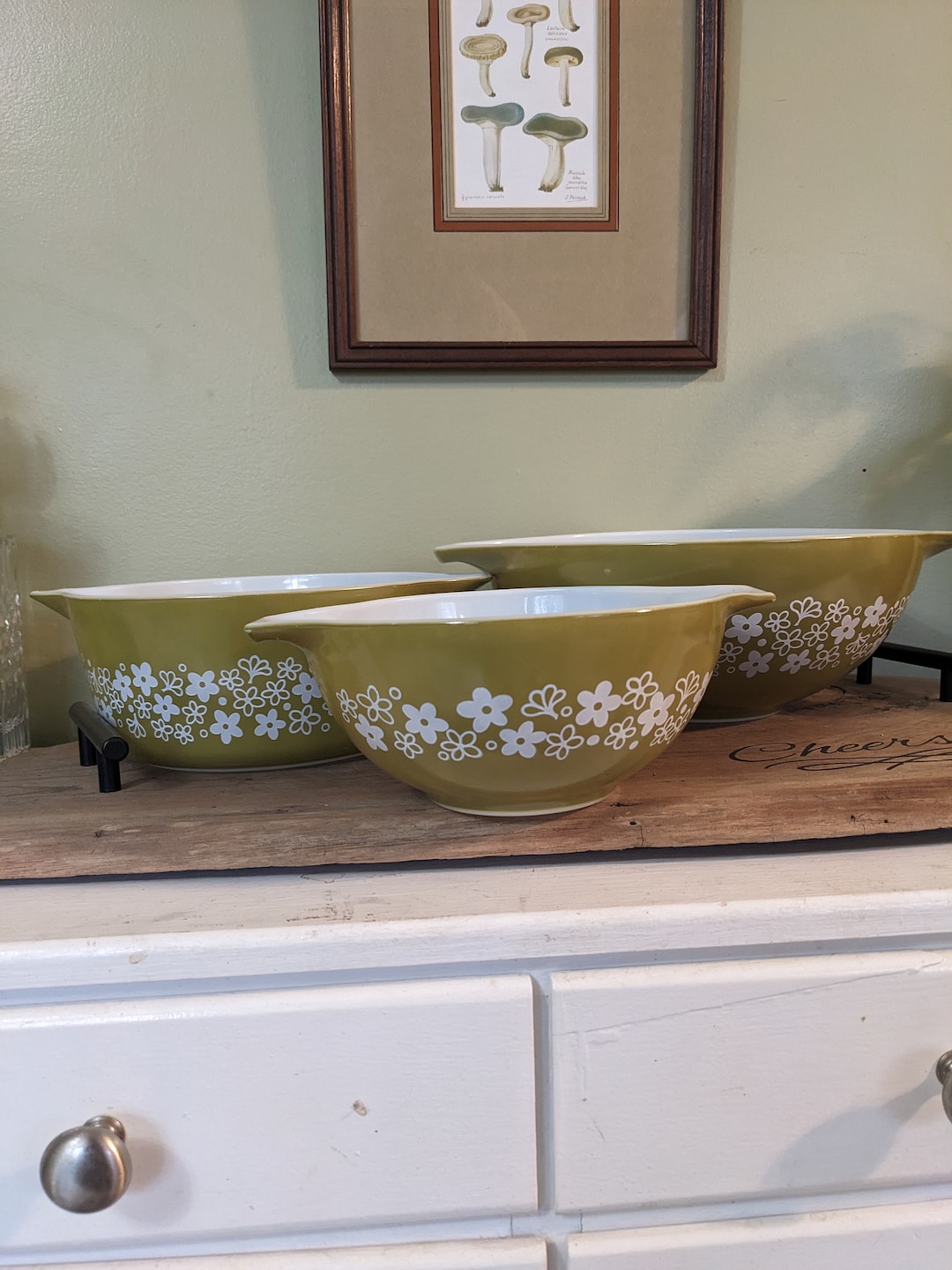 Craisy Daisy Pyrex Bowls Set of 3 - Etsy