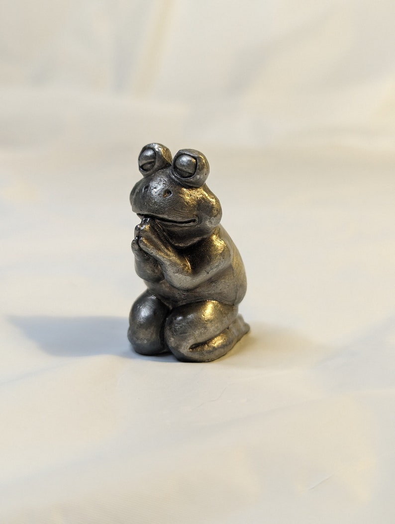 Praying Pewter Frog - Etsy