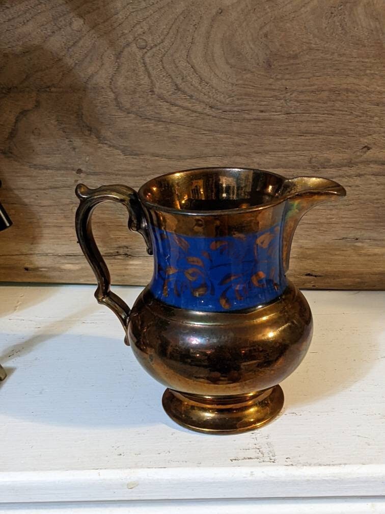 Antique Copper Lusterware Pitcher - Etsy
