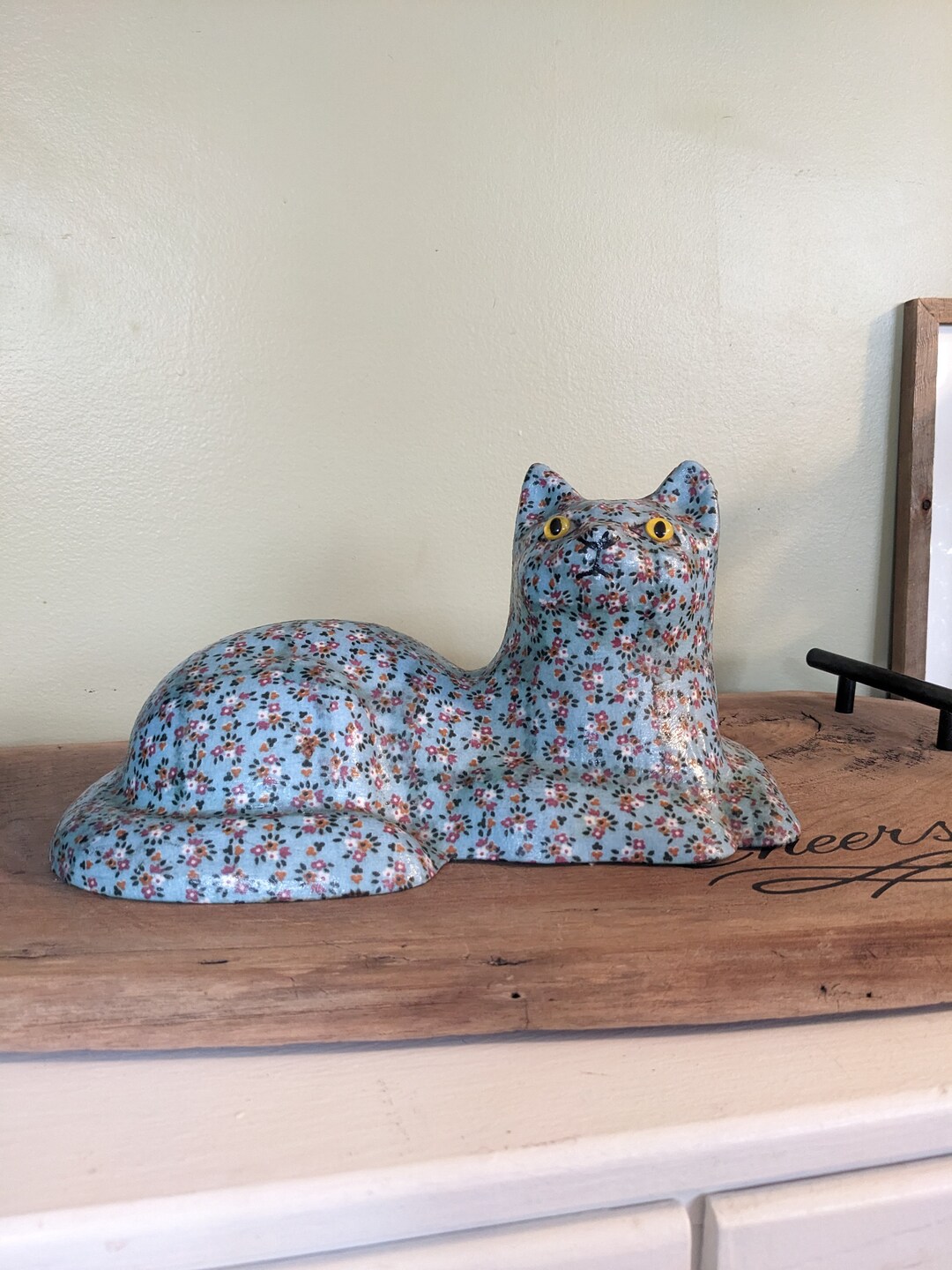 Vintage Decoupage Cat - Etsy