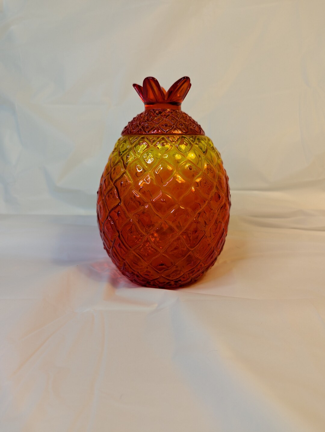 Viking Persimmon/amberina Glass Pineapple Jar - Etsy