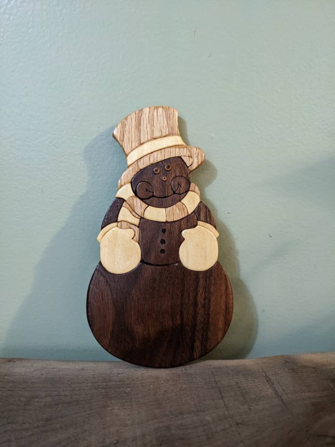 Intarsia Snowman Wood Plaque - Etsy
