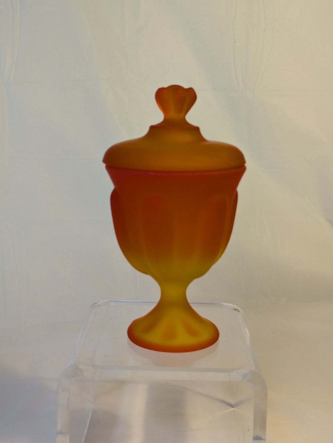 Viking Glass 6 Petal Mint Jar Candy Dish Satin Persimmon 8 - Etsy