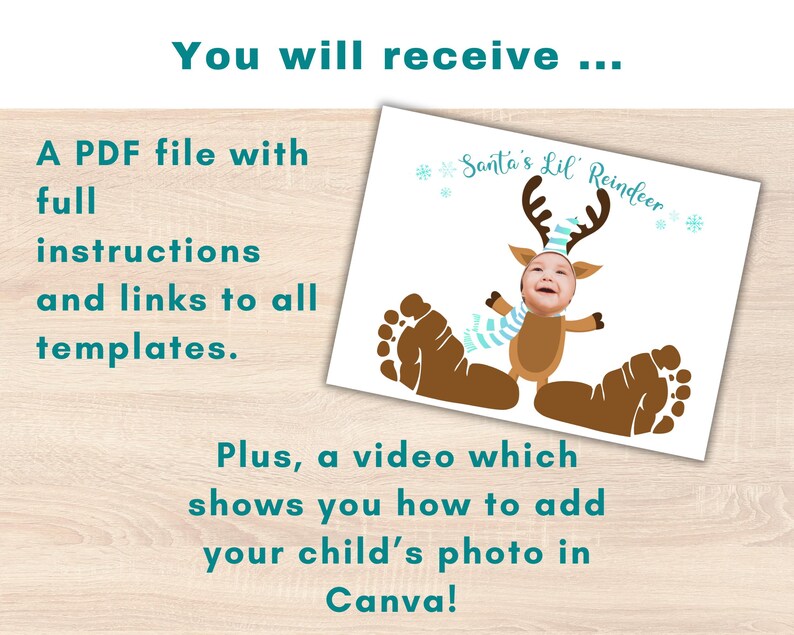 Reindeer Footprint Craft Keepsake, Editable Baby's First Christmas ...