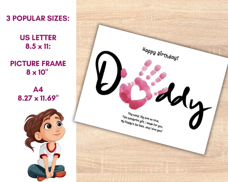 Happy Birthday Dad Handprint Art, DIY Keepsake Gift From Kids, Keepsake ...