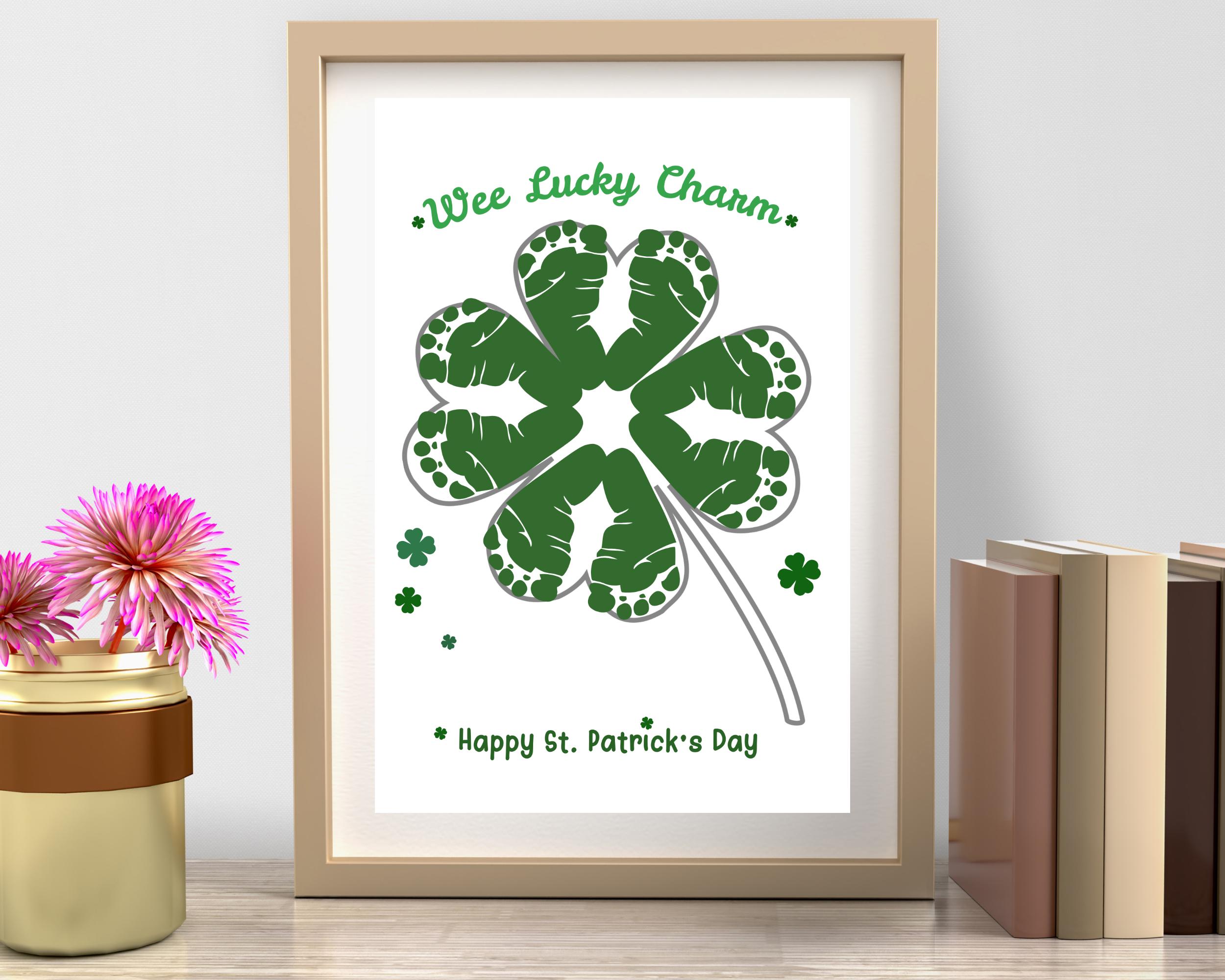 St. Patricks Day Handprint Art for Kids Keepsake, Clover Footprint Hand ...