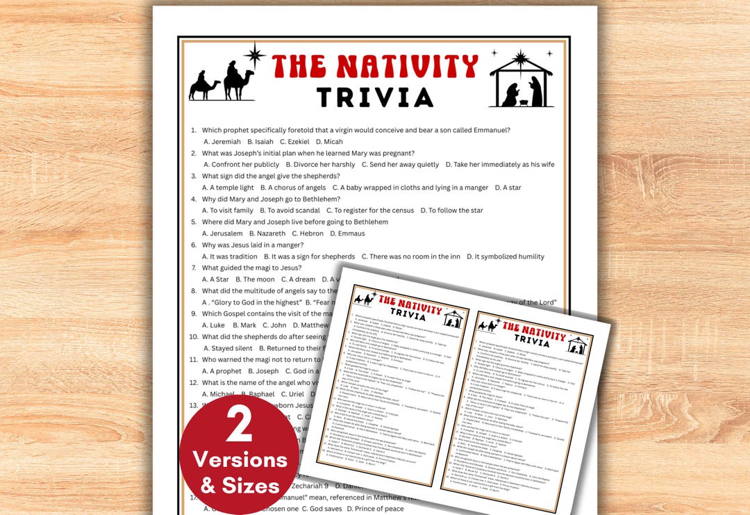 Nativity Trivia Quiz Game Printable, Jesus Birth Christmas Story ...