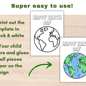 EARTH DAY Craft for Kids, Torn Paper Art Template, Easy Paper Crafts ...