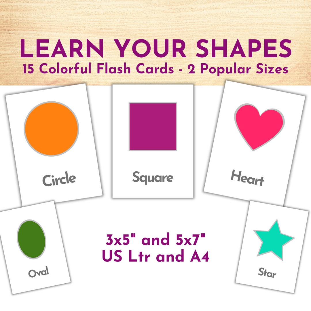 Geometric Shapes Flash Cards Printable PDF for Pre School Pre K ...