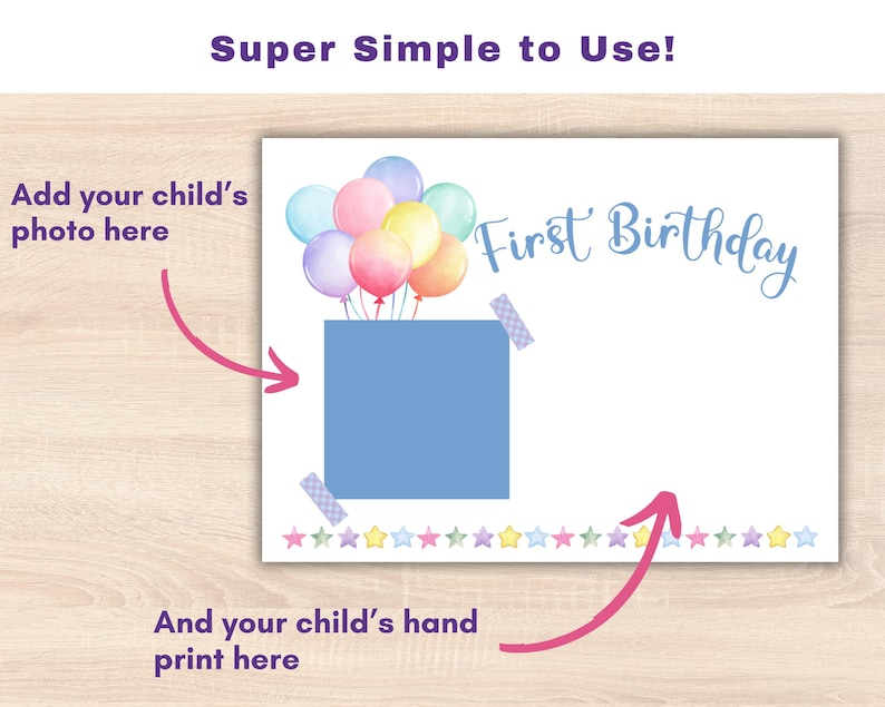 Baby's 1st Birthday Handprint Photo Frame Art Keepsake, Memento Baby ...