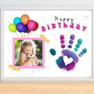 Birthday Handprint Craft Keepsake Photo Memento, Hand Print Art for ...
