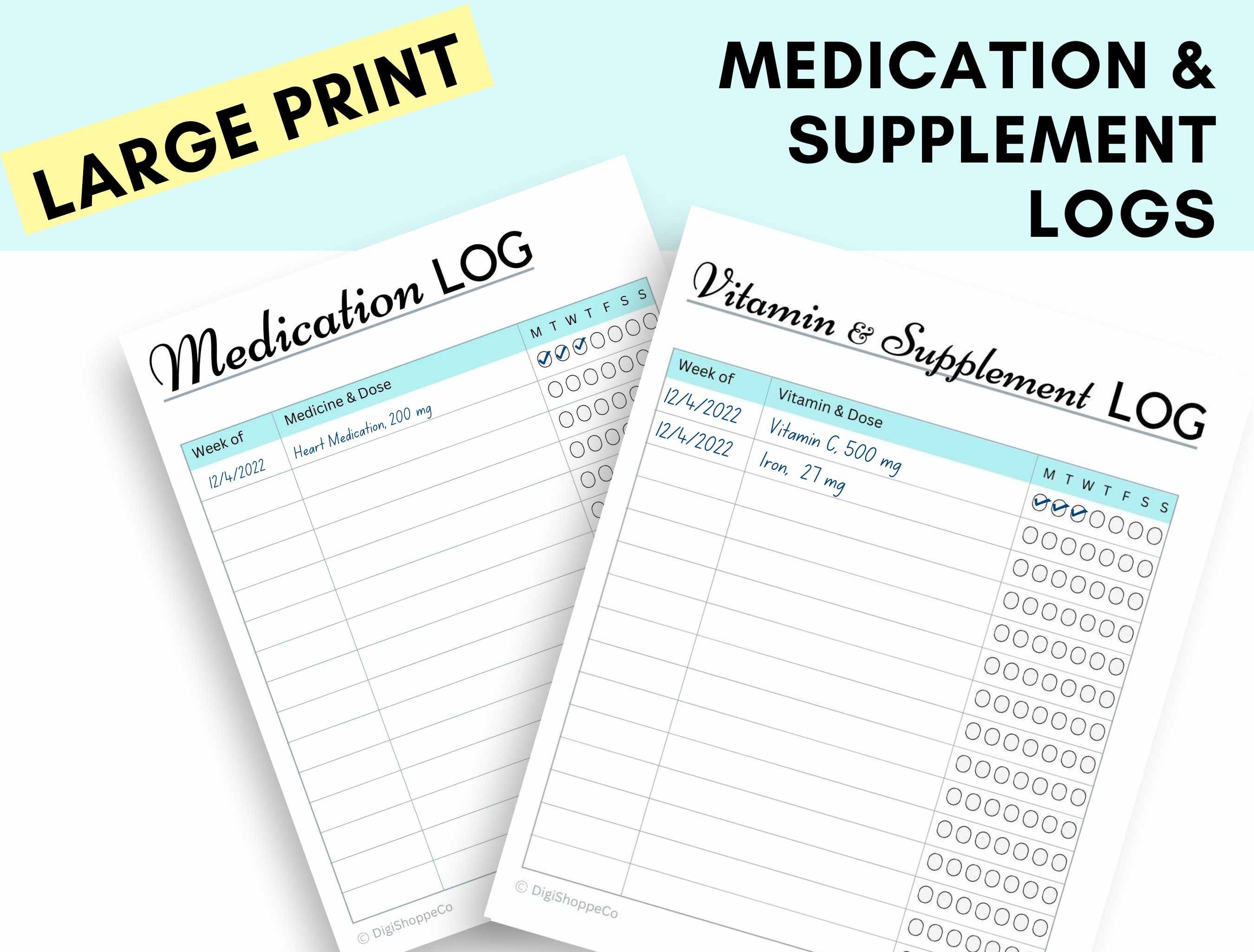 Lista de medicamentos imprimible en PDF en LETRA GRANDE - Etsy México