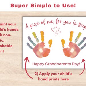 Grandparents Day Handprint Craft Keepsake, Baby's Hand Print Memories ...
