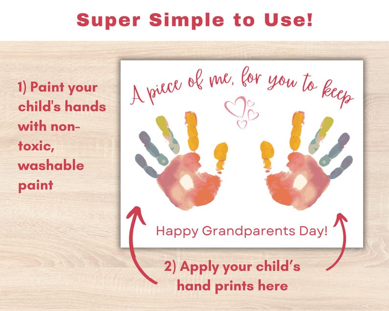 Grandparents Day Handprint Craft Keepsake, Baby's Hand Print Memories ...