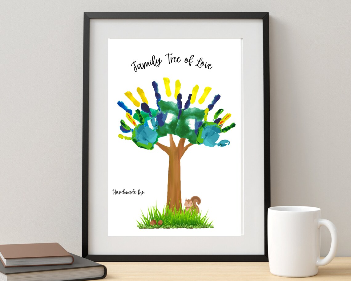 Family Tree Handprint Craft Keepsake for Kids, Grandparents Gift Idea ...