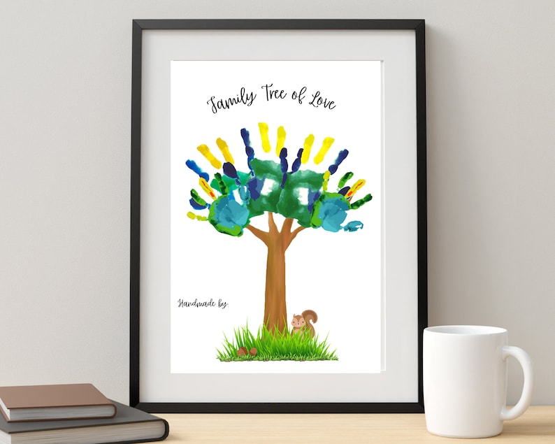 Family Tree Handprint Craft Keepsake for Kids, Grandparents Gift Idea ...