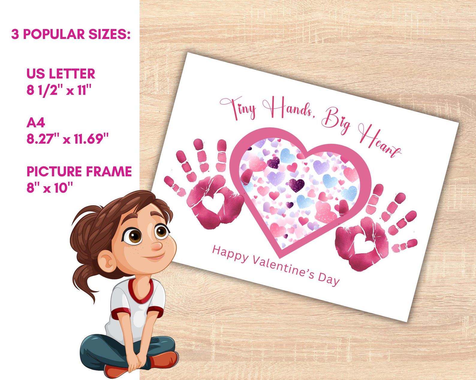 Valentine Handprint Craft for Kids Keepsake, HEART Hand Print Activity ...