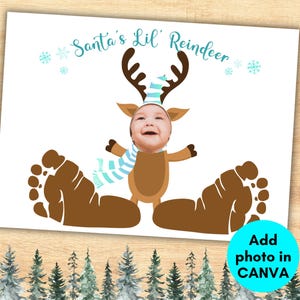 Reindeer Footprint Craft Keepsake, Editable Baby's First Christmas ...