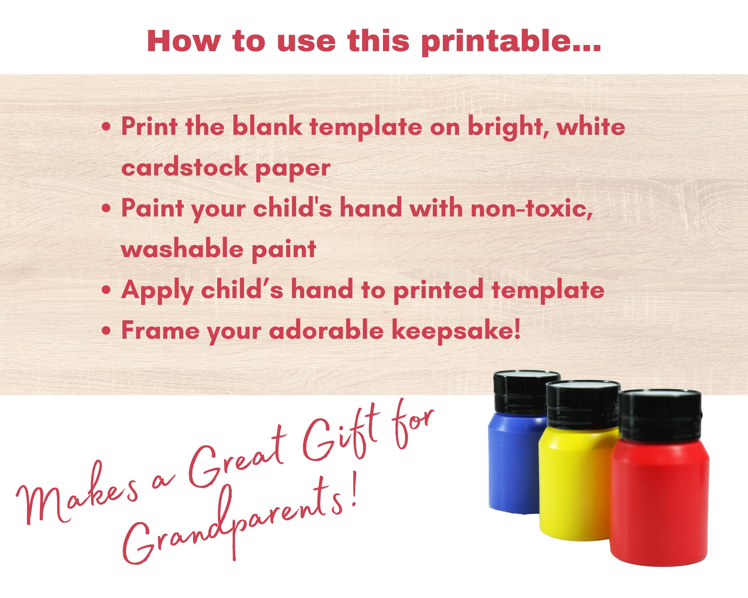 Grandparents Day Handprint Craft Keepsake, Baby's Hand Print Memories ...