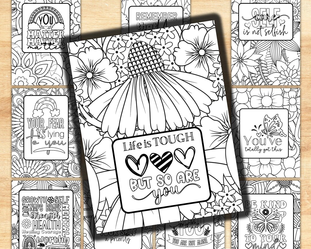Motivational Adult Coloring Pages, Flowers and Positive Quotes to Color ...