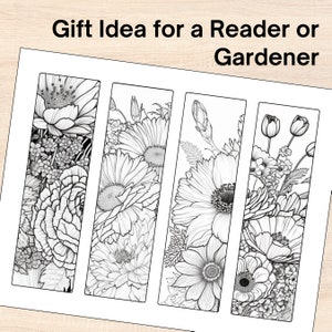 Coloring Bookmarks Printable FLOWERS, 12 Floral Coloring Bookmarks Page ...