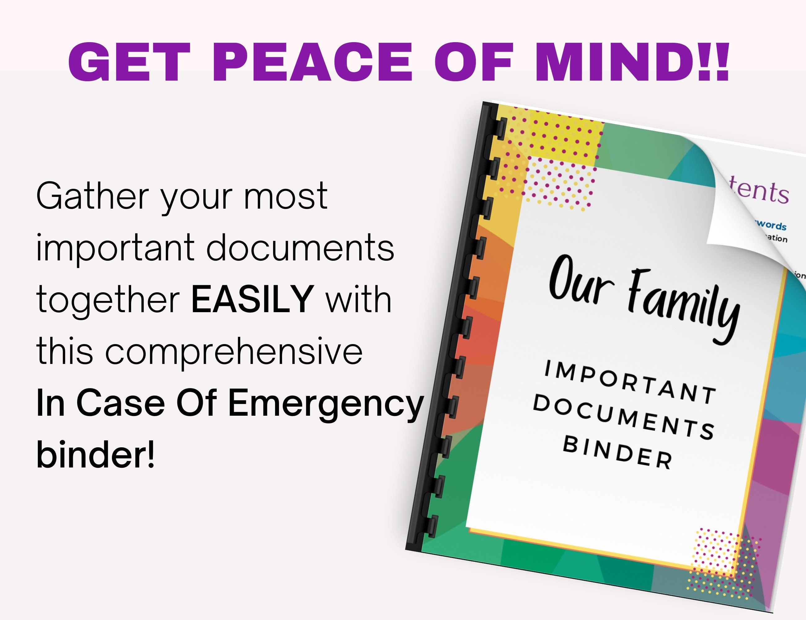 Emergency Preparedness Binder for Important Documents. Printable Life ...