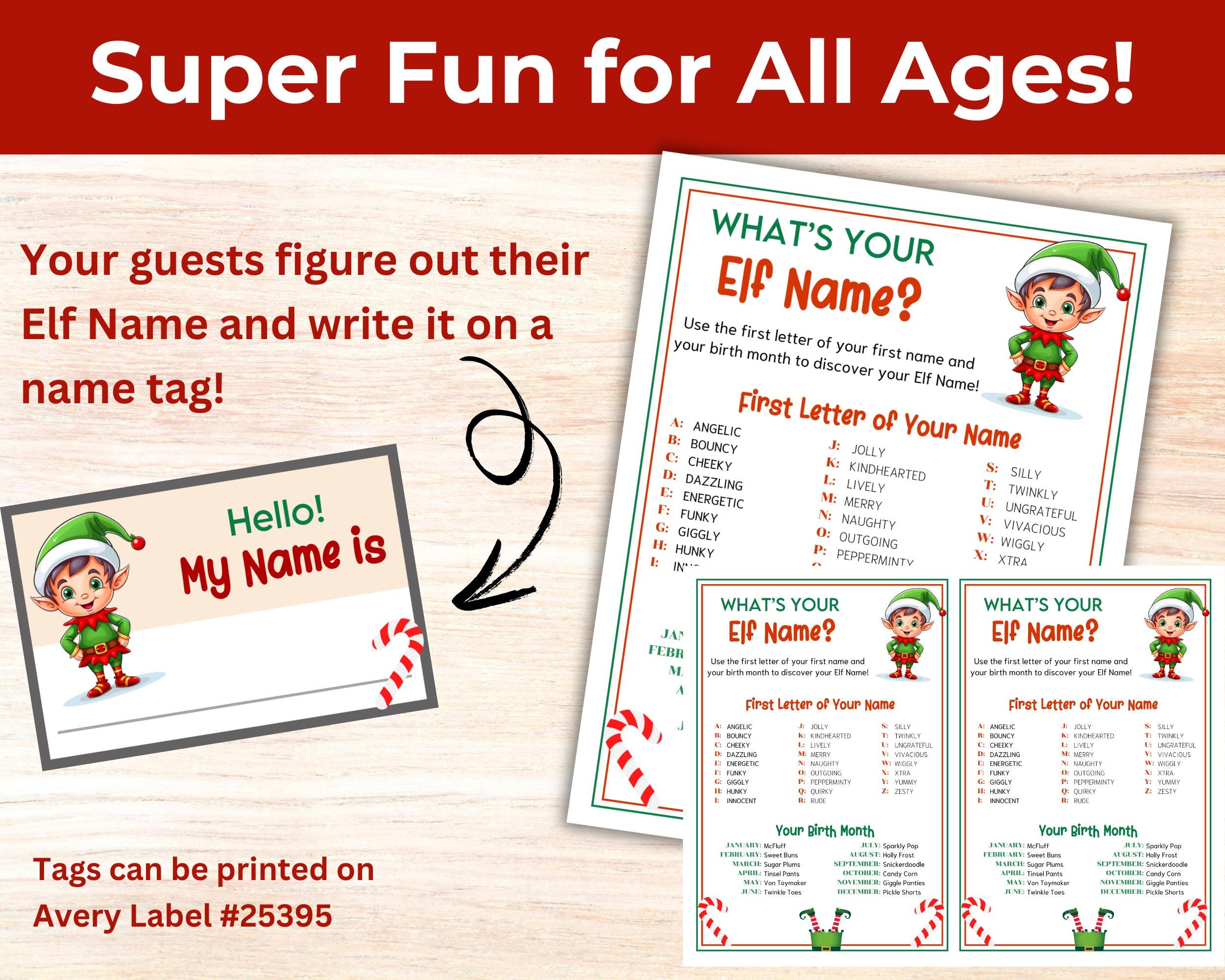 What's Your ELF Name Game Printable, Fun Christmas Family Activity for ...