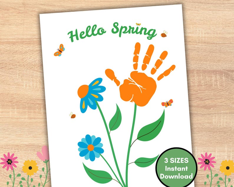Spring Handprint Craft for Kids, Flowers Hand Print Activity Toddlers ...