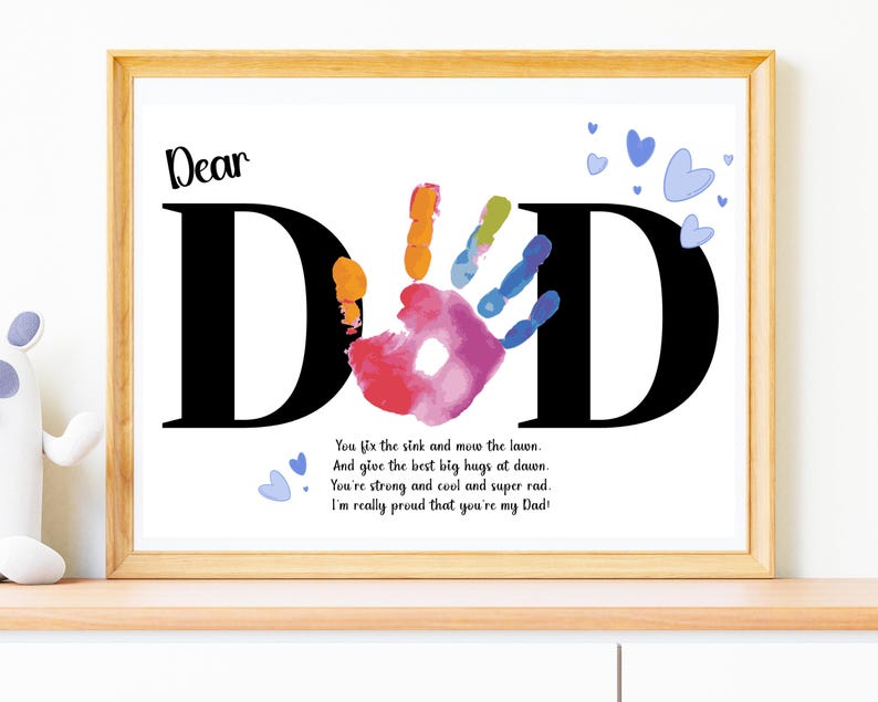 Dad Handprint Craft Keepsake for Fathers Day, Dad's Birthday DIY Gift ...