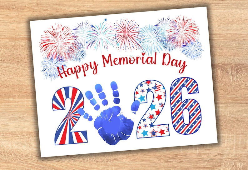 Memorial Day Handprint Craft Keepsake, Patriotic Handprint Art Activity ...