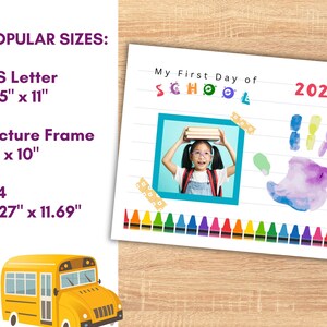 First Day of School Handprint Craft Keepsake, 2025 Back to School Photo ...