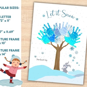 Winter Handprint Craft for Kids, Baby Snowflake Tree Art Keepsake, Hand ...