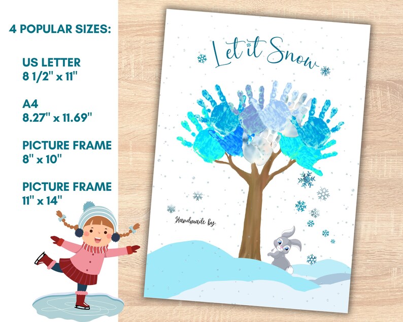 Winter Handprint Craft for Kids, Baby Snowflake Tree Art Keepsake, Hand ...