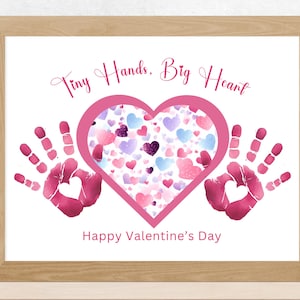 Valentine Handprint Craft for Kids Keepsake, HEART Hand Print Activity ...