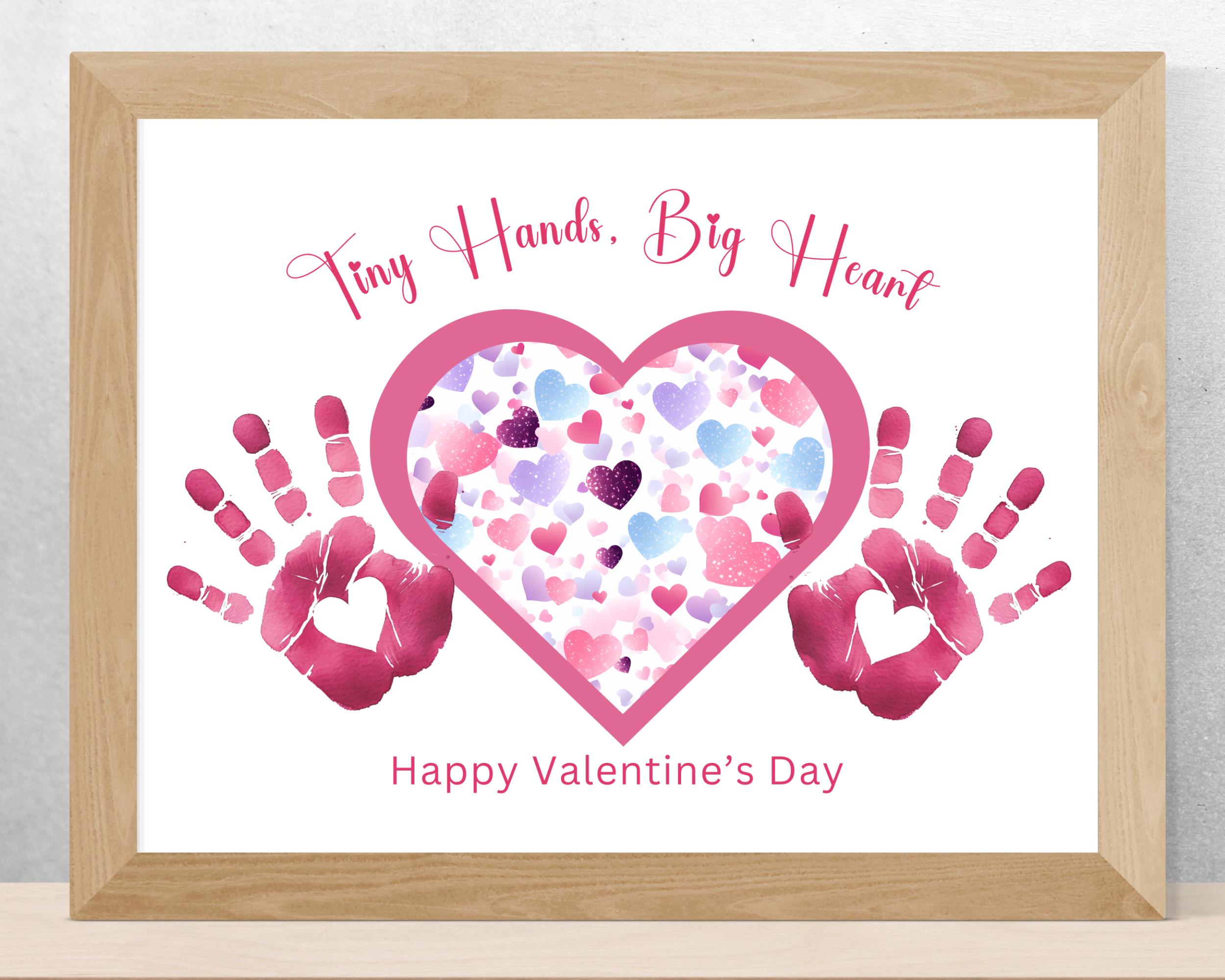 Valentine Handprint Craft for Kids Keepsake, HEART Hand Print Activity ...