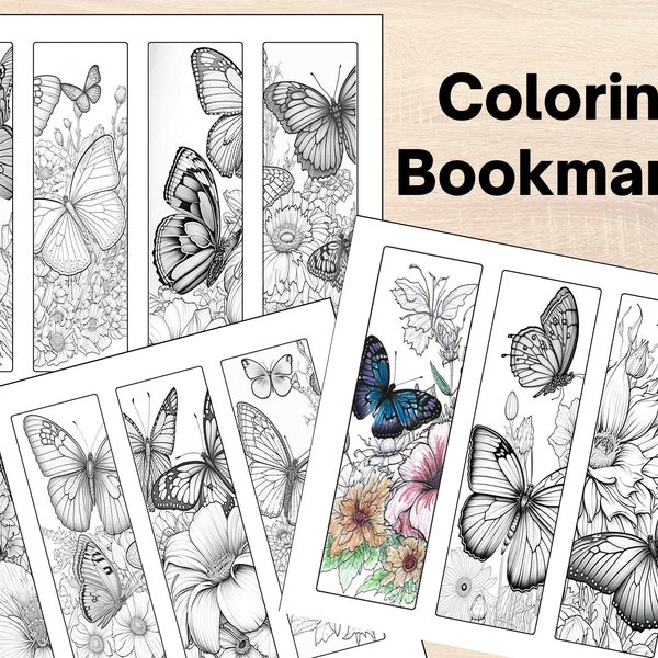 Butterfly Coloring Bookmark - Etsy