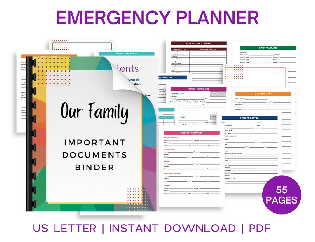 End of Life Emergency Binder Planner Important Documents Organizer ...