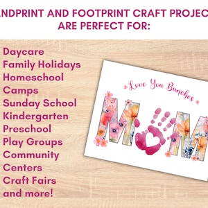Mother's Day Handprint Craft for Kids, Gift for Mom Wall Art, Floral ...