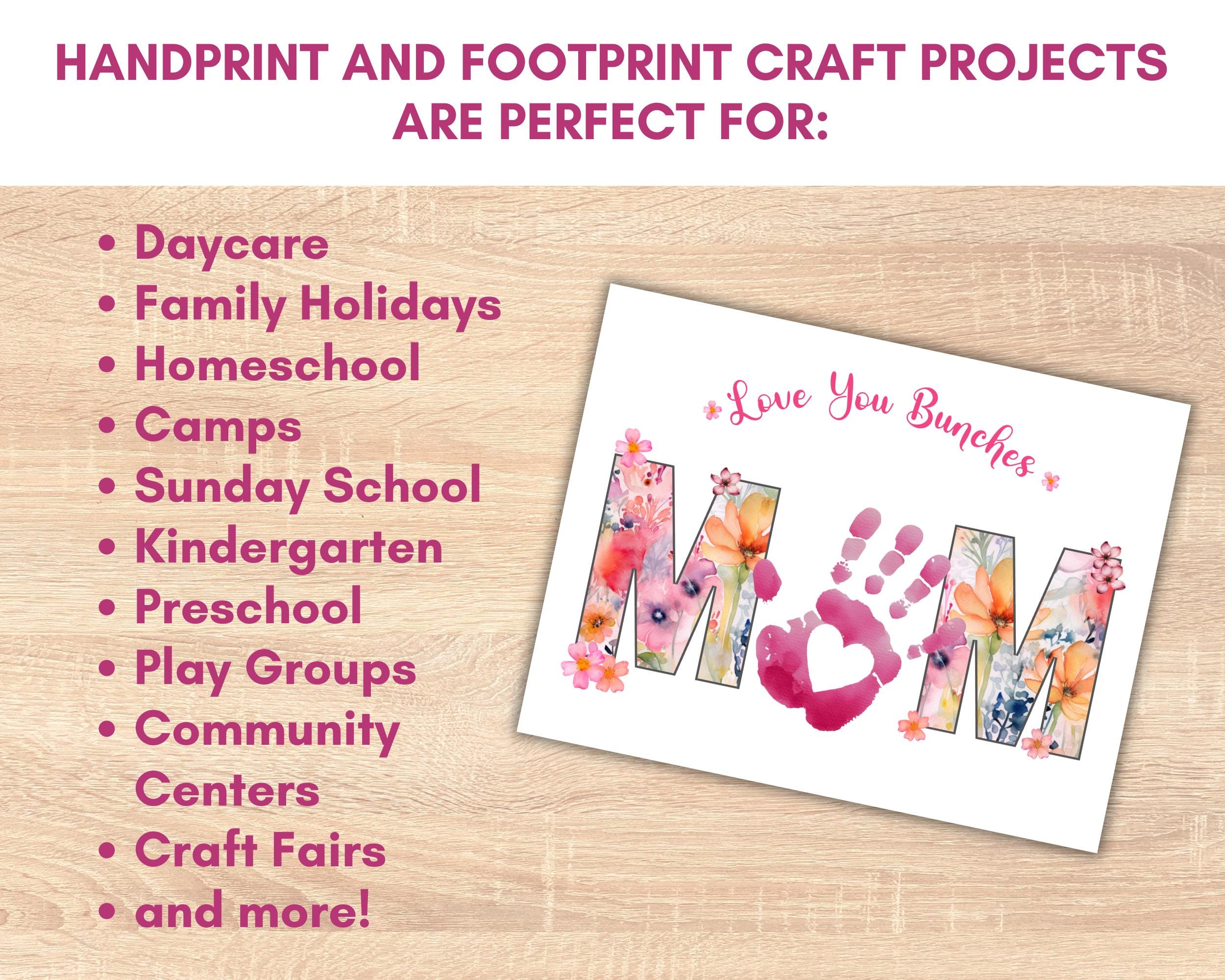 Mother's Day Handprint Craft for Kids, Gift for Mom Wall Art, Floral ...