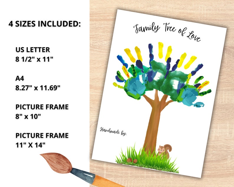 Family Tree Handprint Craft Keepsake for Kids, Grandparents Gift Idea ...