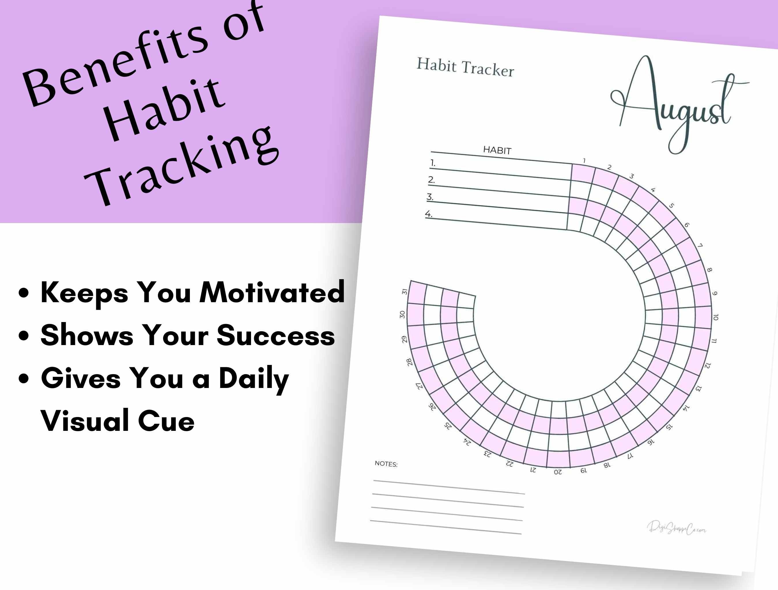 Printable Circular Habit Trackers Monthly Track Daily Habits for Self ...