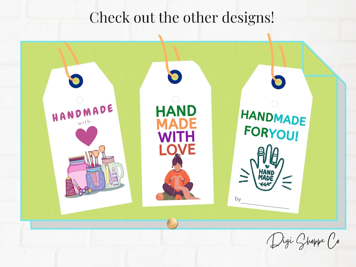 Handmade With Love Tags Printable Gift Tags Handmade Items - Etsy